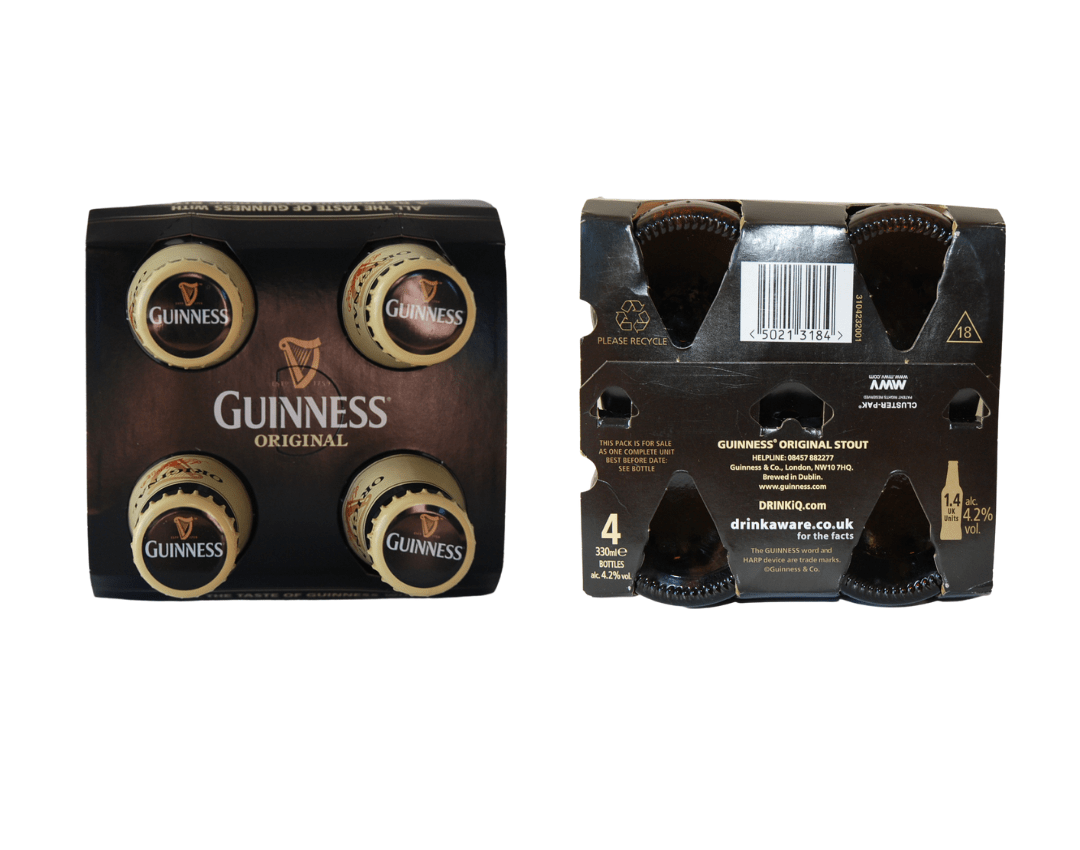 Guinness Original 4 x 330ml cardboard cluster pack - Portman Group